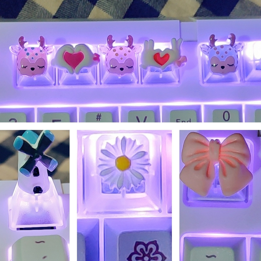 Handmade Keycap Artisan Cute Light Translucent Mechanical Keyboard R4 ...
