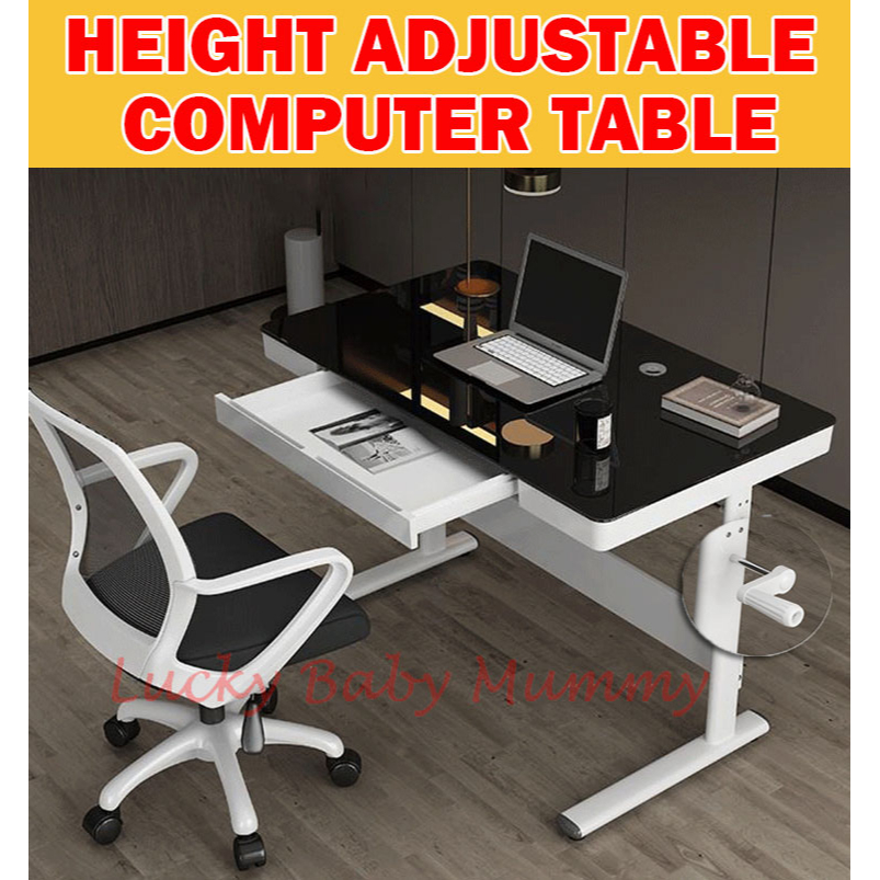 Hand Crank Free Lift Height Adjustable Computer Table for Office Manual ...