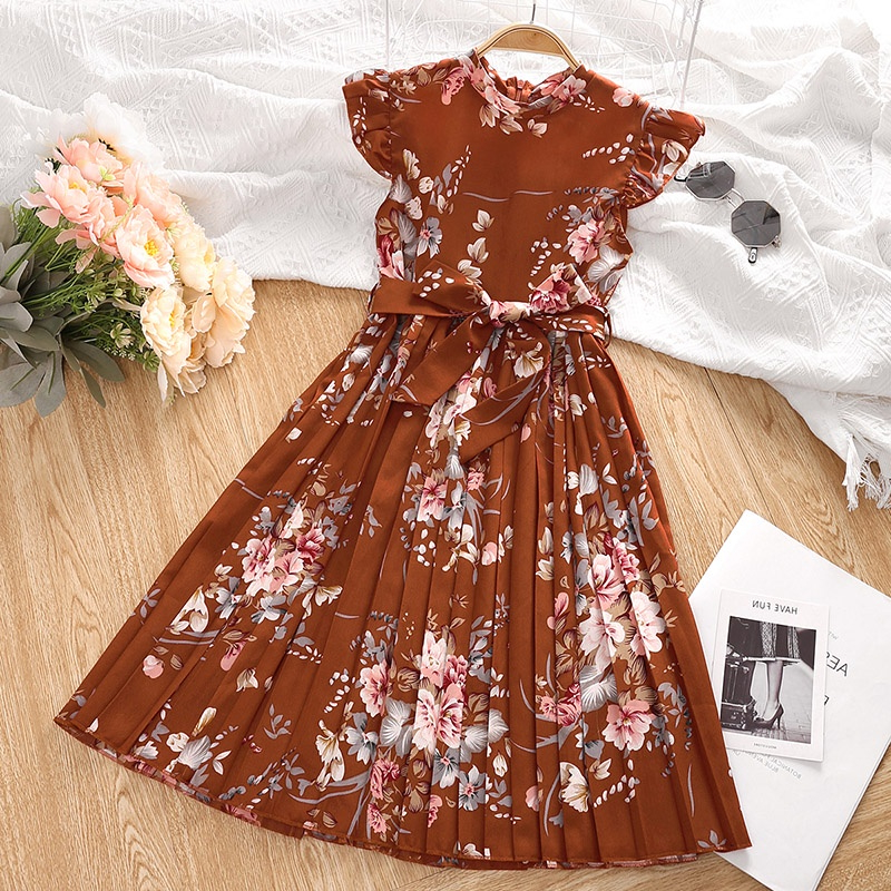 SIYYIS Kids Dress For Girls 5-12 Years Girls Pink Color Floral Dress ...