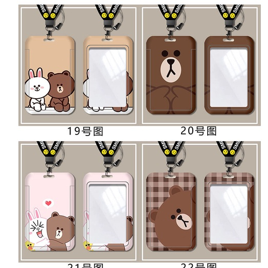 Line Town BROWN BEAR Cony Lovely Card Cover Holder Girls Children's ...