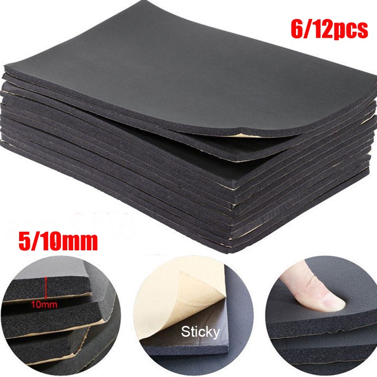 6pcs/12pcs 50*30cm Self Adhesive Car Heat Sound Insulation Rubber Pad ...