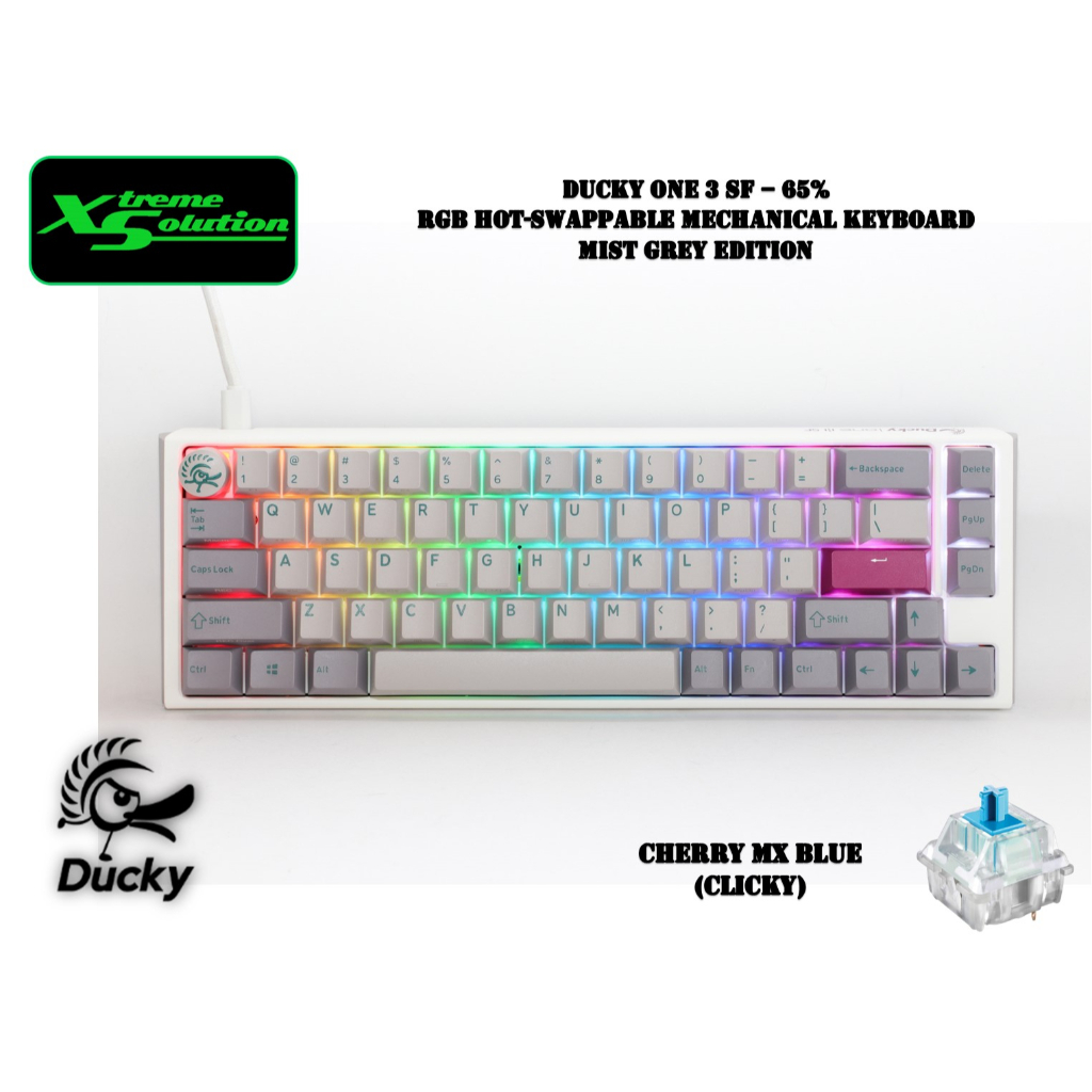 Ducky One 3 SF Mist Grey - Wired 65% RGB Hotswappable Mechanical ...
