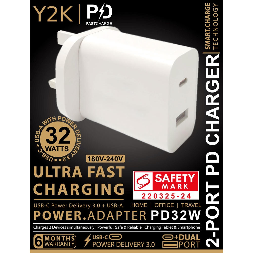 Y2K PD 32WATT USB CHARGER (BLACK/WHITE) | Shopee Philippines