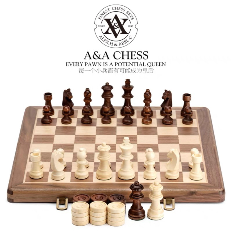 Alex.H & Abel.C International Chess & Checkers Wooden Set/ 38cmx38cm ...