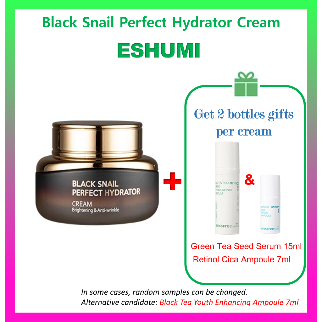 Eshumi Black Snail Perfect Hydrator Cream 【Free gift #10,#8 】 innisfree ...