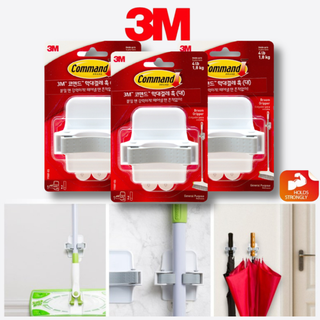 Broom Holder Mop Wall Mount(4pcs), Broom Gripper, Mop Rack Command Clips