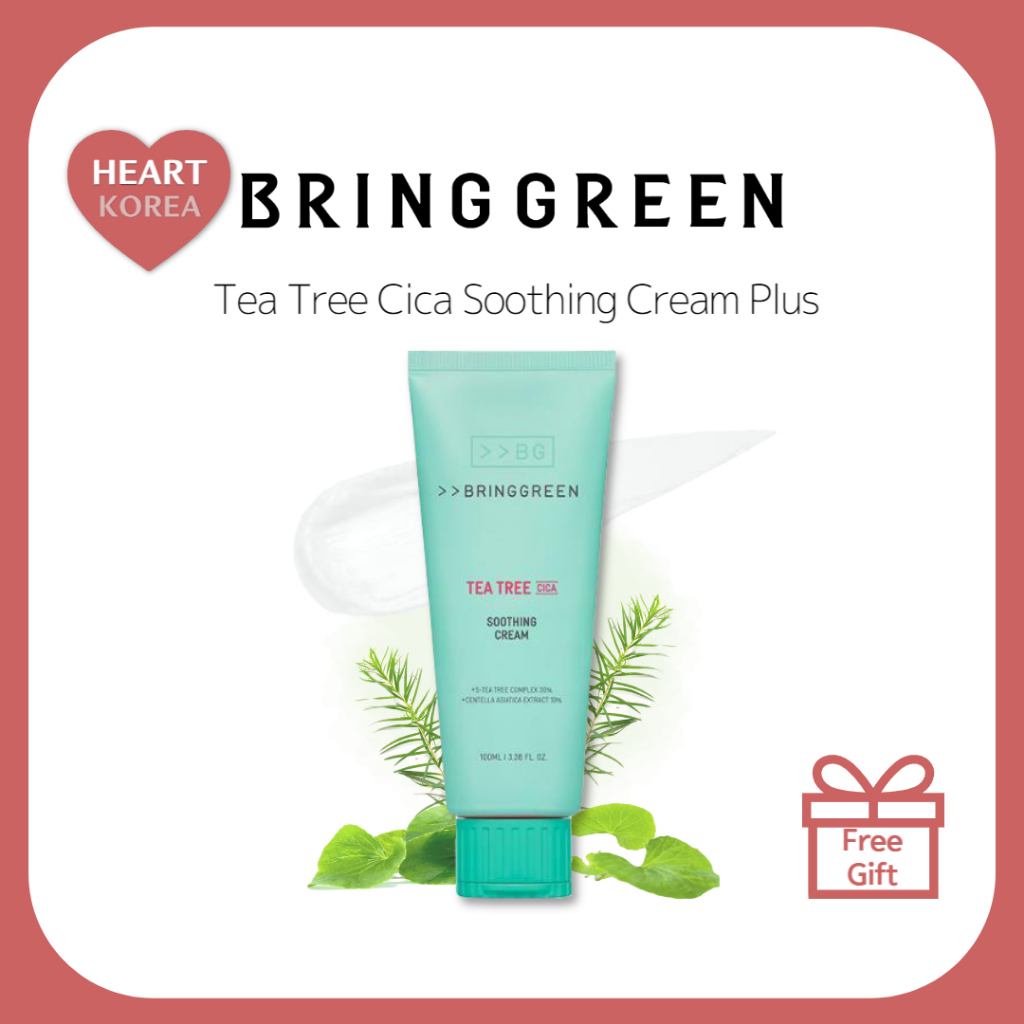 (NEW) BRINGGREEN Tea Tree Cica Soothing Cream Plus 100ml Moisturizer ...