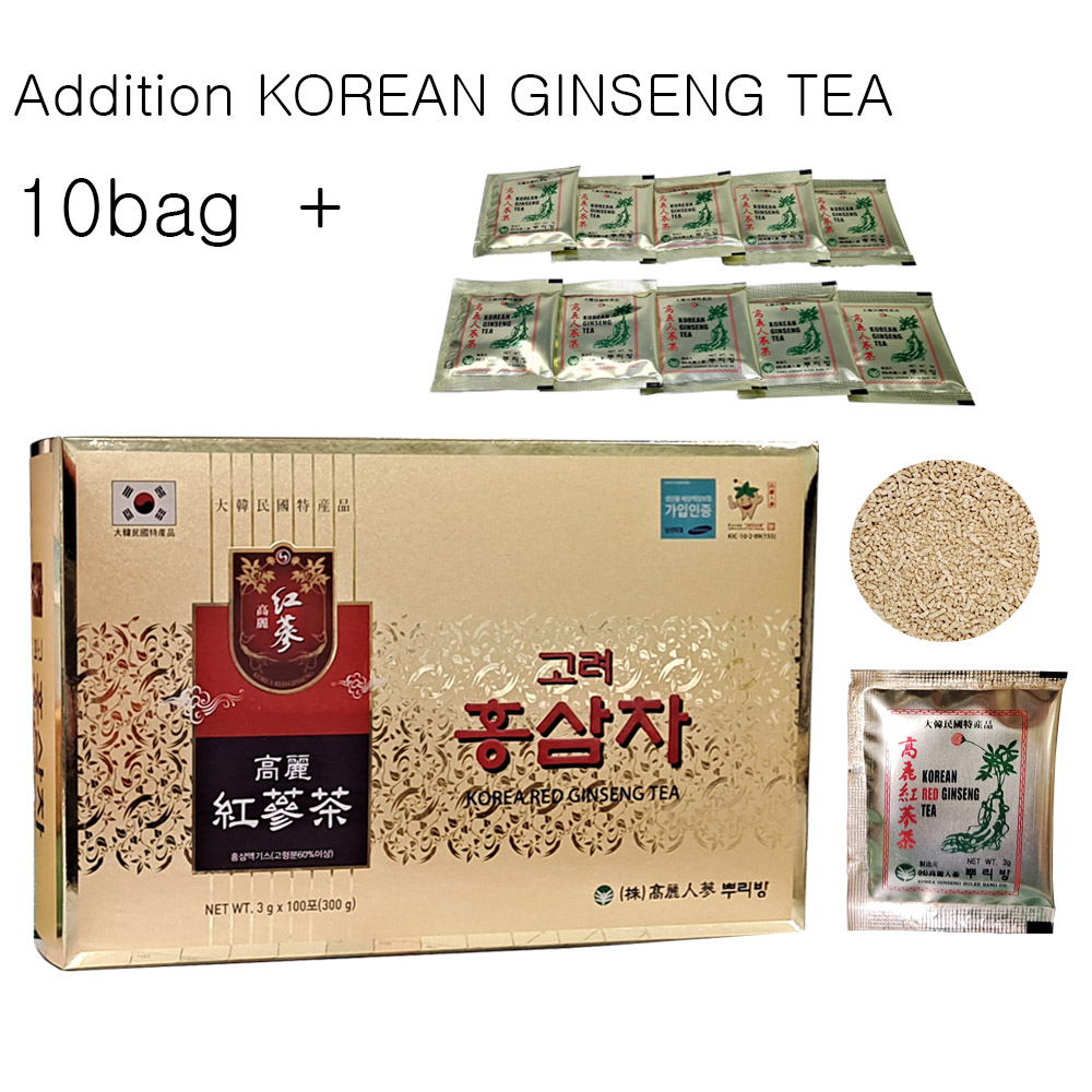 KOREAN RED GINSENG TEA, 3g x 100bag + 10bag Korean specialties, Made in ...