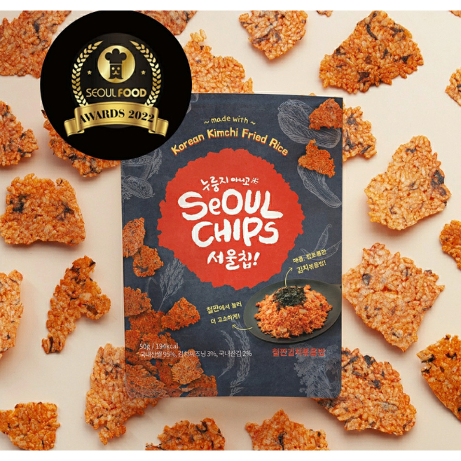 Spicy Snack Crispy rice Seoul chips Kimchi Nourungji Korean Traditional ...
