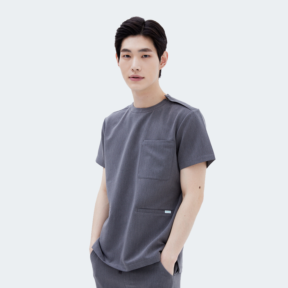 Aepion GALEN Men’s Round-neck scrub top, Charcoal | Shopee Philippines