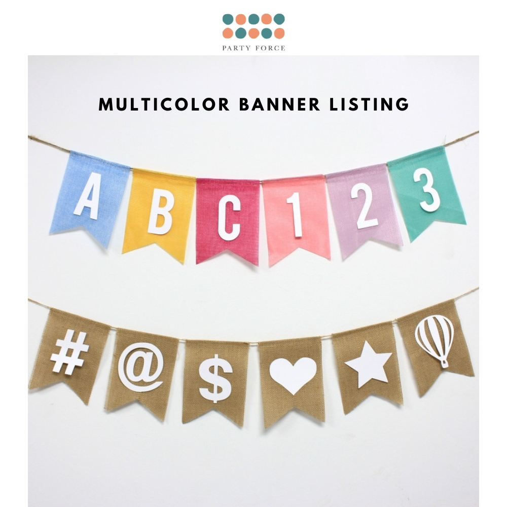 Customised Linen Banner DIY Multicolour Linen Banner Customised Banner ...
