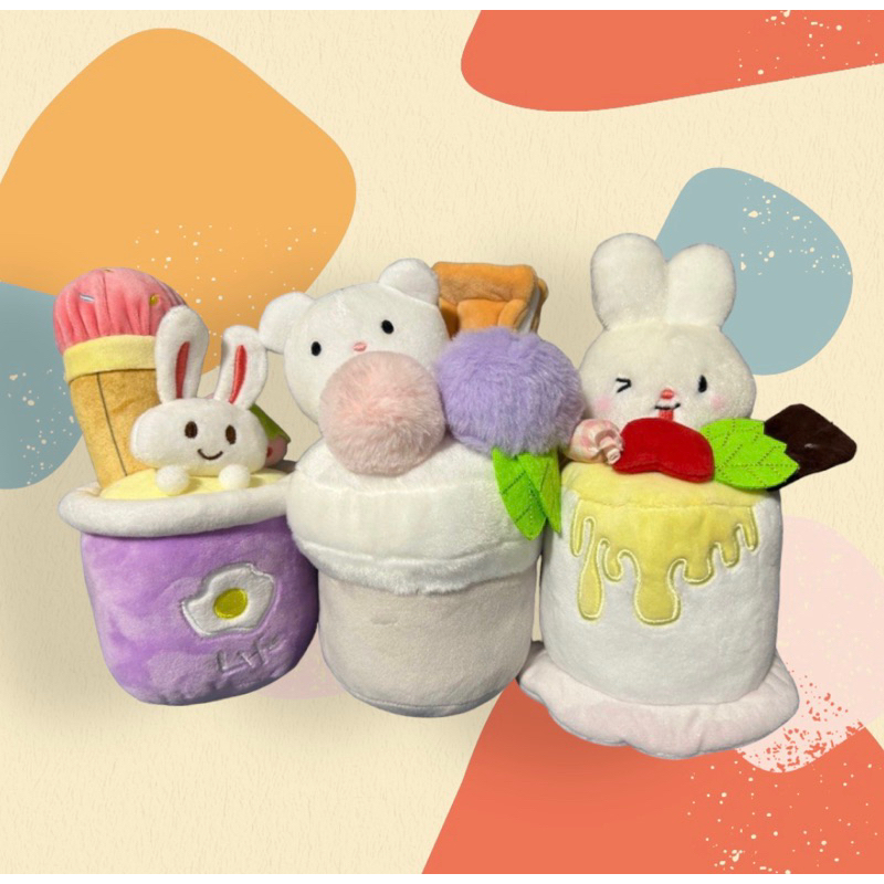 Super Cute Fun Claw Rabbit Bunny Dessert Cafe Themed Plush Soft Toy ...