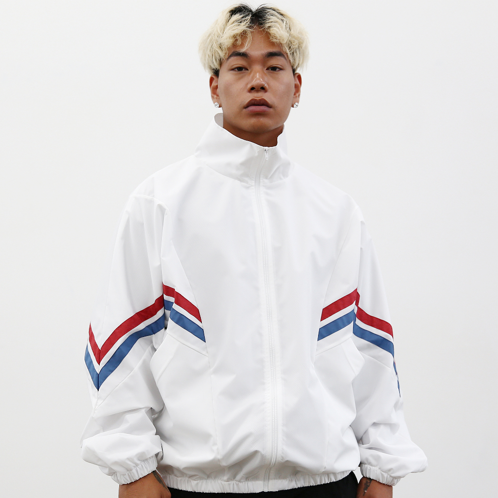 [URBANPLAYERS]Byeon Woo Seok two-line colored windbreaker jacket(White ...