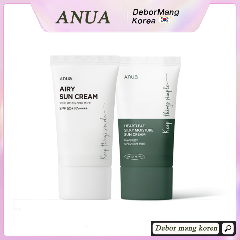 ANUA Heartleaf Siky Moisture Suncream SPF50+ 50ml/ Airy Sunscreen SPF ...