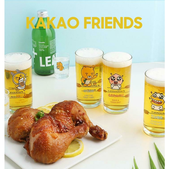 Kakao friends Korean Liquor Soju Bomb Beer Glass Cup 255ml x 4P Set (Ryan, Tube, Apeach, Muzi ...