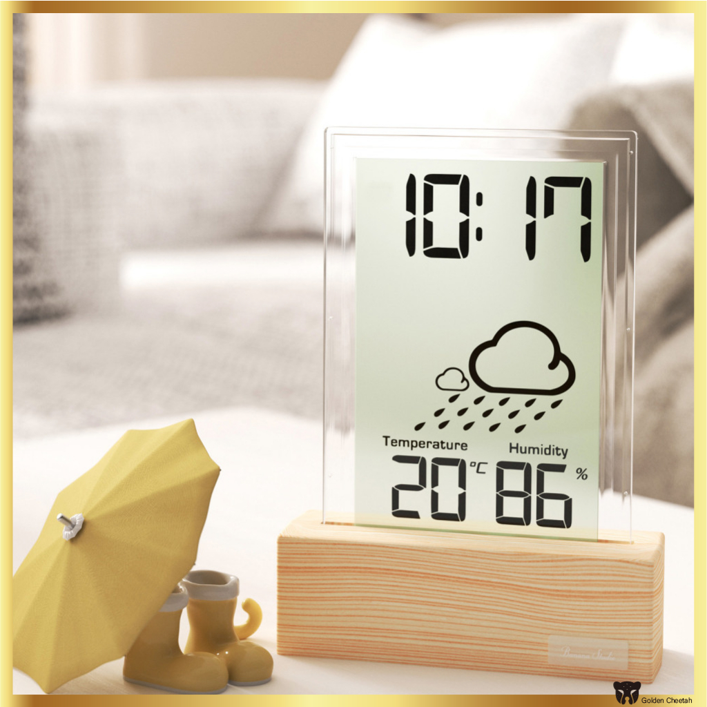 Glasswood Thermo-Humidity Weather Display Digital LCD Tabletop Clock ...