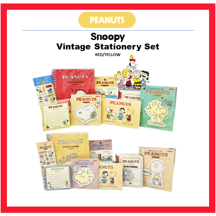 [Snoopy] Snoopy Vintage Stationery Set RED/YELLOW | Shopee Philippines
