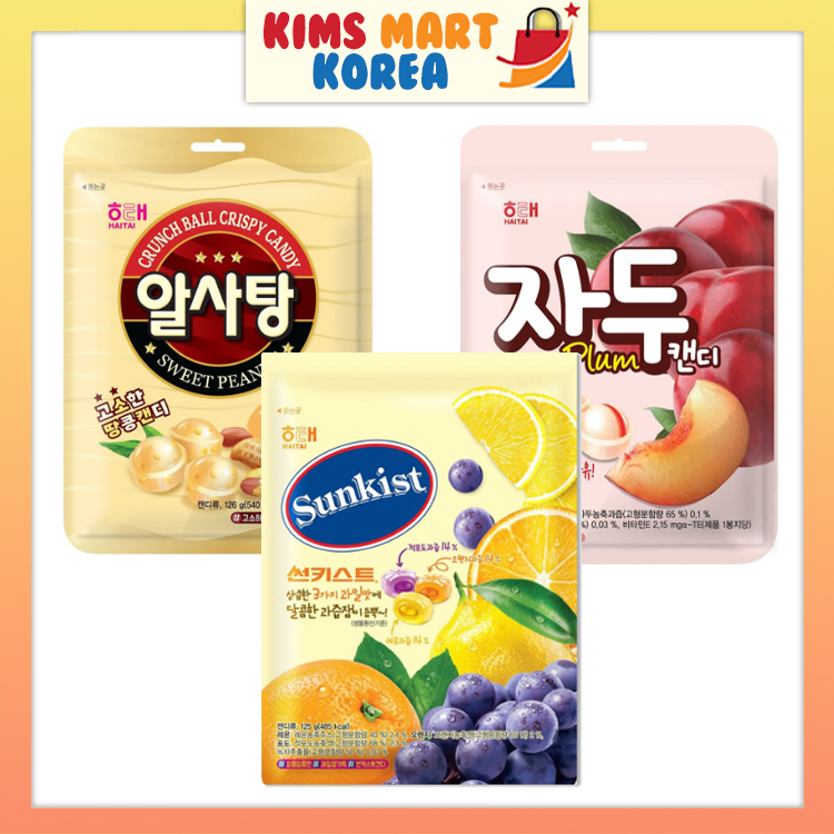 Haitai Korean Plum Candy with Vitamin E, Sunkist Assorted Fruit Candy ...