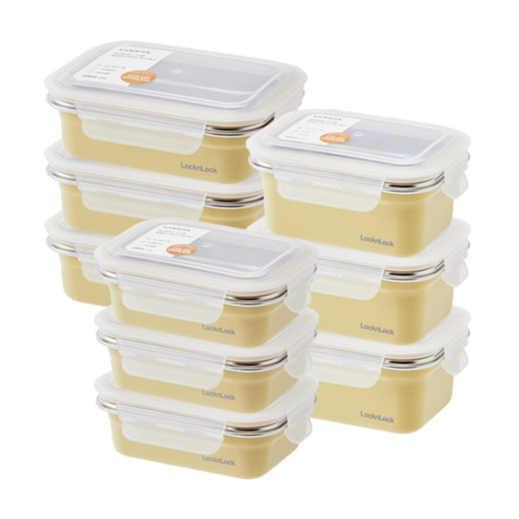 LocknLock Color Matte Coating Stainless Steel 304 Airtight Container Set of 9 (400ml*3, 500ml*3 ...