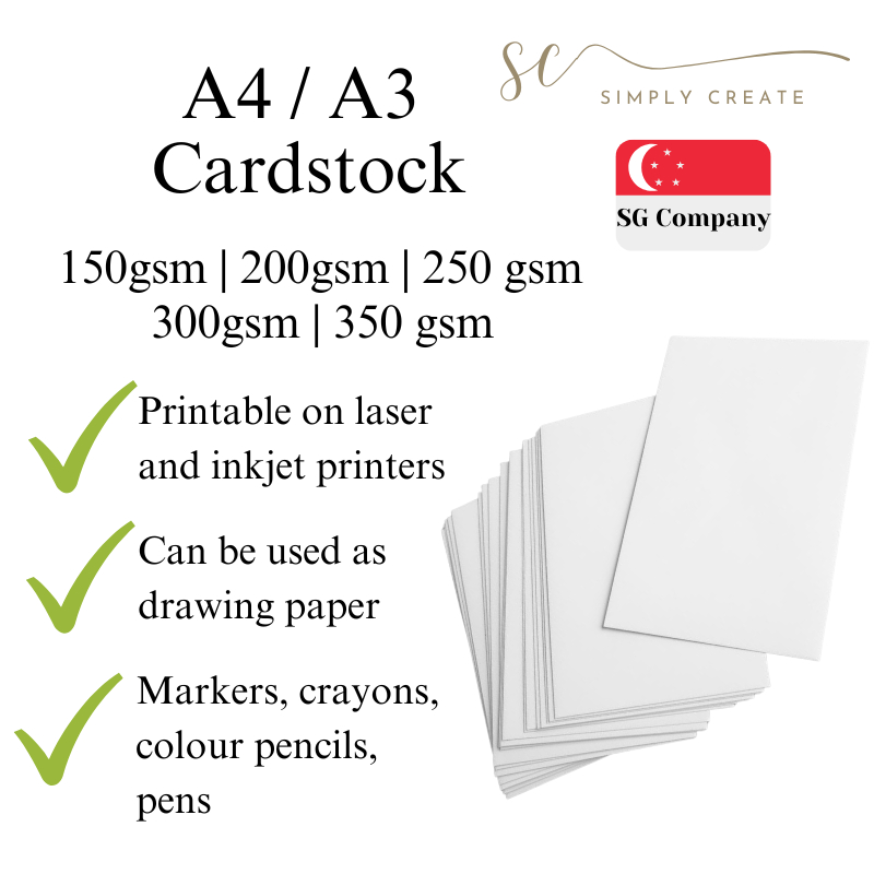 Cardstock GSM 150, 200, 250, 300, 350 White A4 A3 Laser Inkjet Printer ...