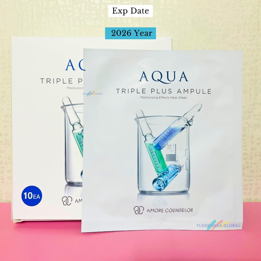 10 SHEETS AMORE Aqua Triple Plus Ampule Moisturizing Effects Mask Sheet ...