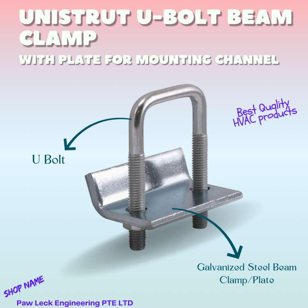Unistrut U-Bolt Beam Clamp Unistrut bolt with plate for mounting ...