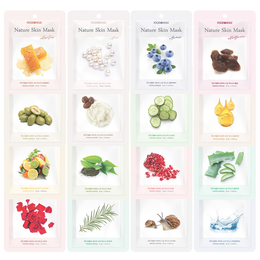 Foodaholic Nature Skin Face Mask 10p – Korean Sheet Mask for ...