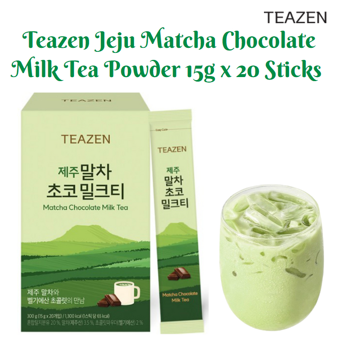 Teazen Jeju Matcha Chocolate Milk Tea Powder 15g x 20 Sticks - Korean ...
