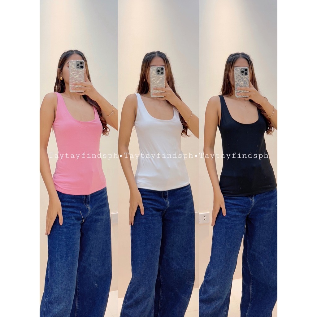 DORA ROUND NECK SANDO DOUBLE LINED TOP | taytayfindsph | Shopee Philippines