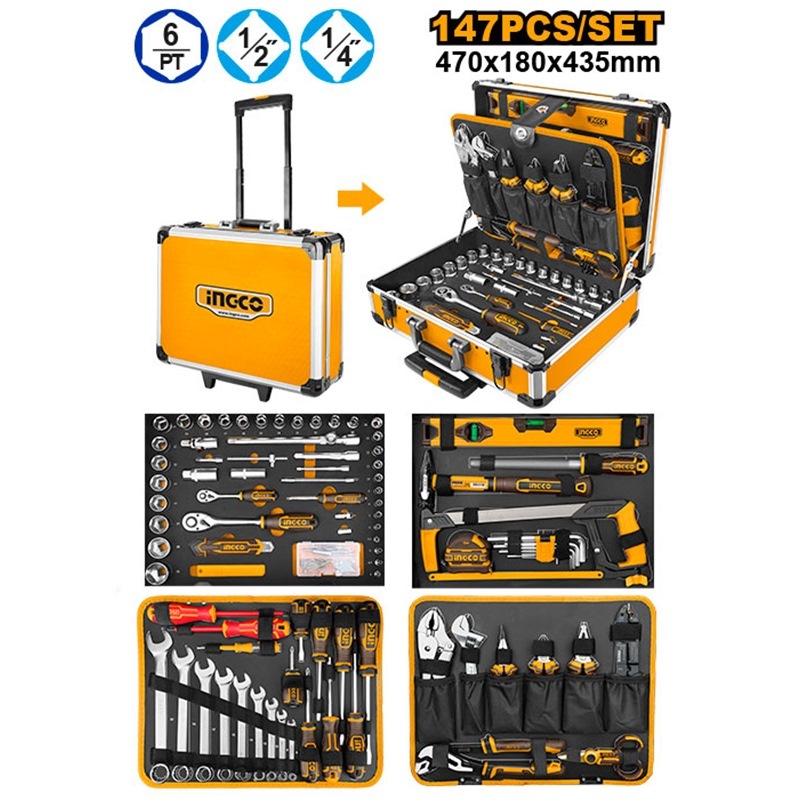 INGCO 147PCS HAND TOOL SET IN ALUMNIUM CASE HKTHP21471 | Shopee Philippines