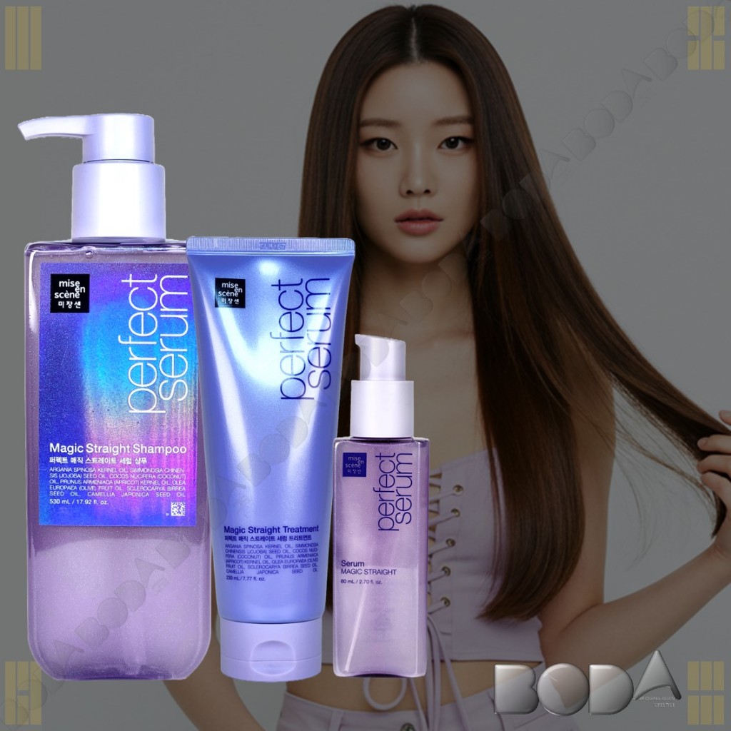 Mise-En-Scene Perfect Serum Magic Straight Shampoo, Treatment, Serum ...