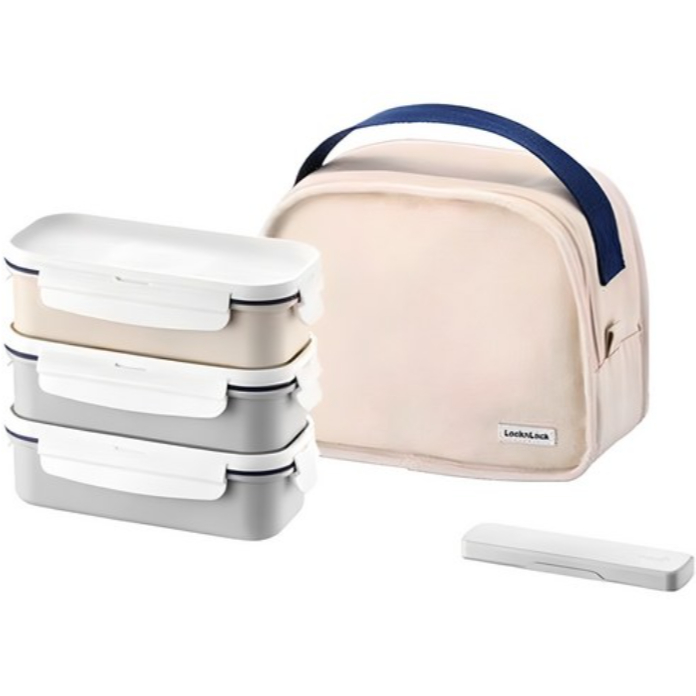 [LocknLock] Daily Cotton 2-Tier or 3-Tier Rectangular Lunch Box Set ...