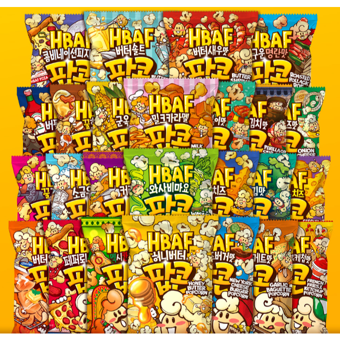 HBAF Korean Popcorn Snack 80g – Milk Caramel, Cheese, Honey Butter, Sweet Potato | Shopee ...