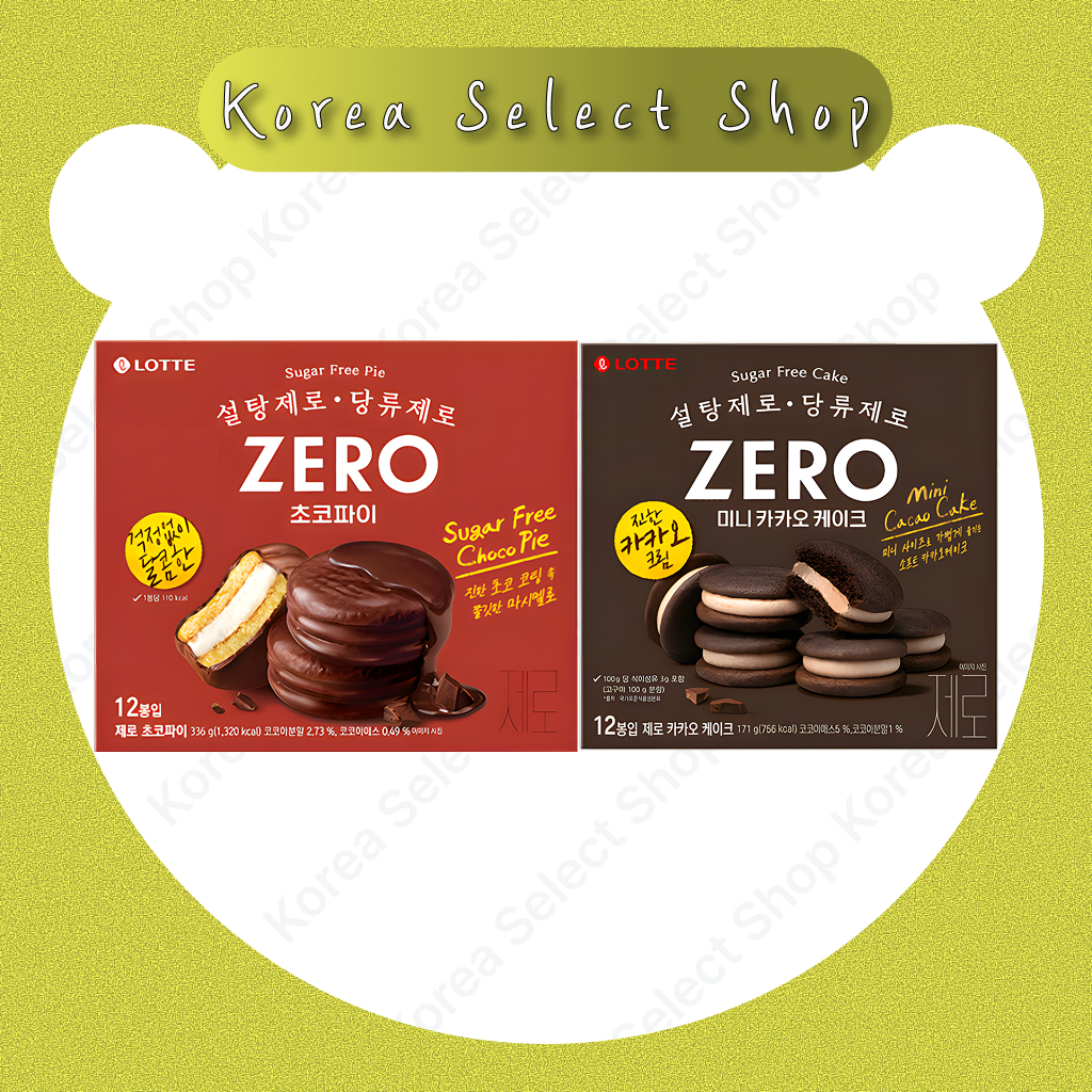 [Lotte] ZERO Sugar-Free Choco Pie & Cacao Cake (12 pcs / 336g, 171g ...