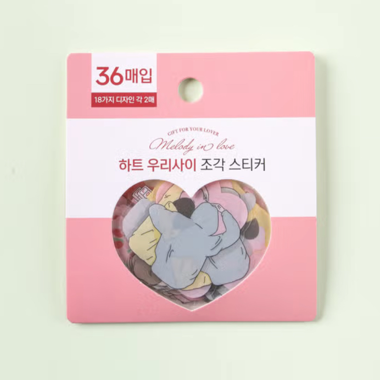 [daiso korea] Heart Couple Clear Stickers – 35pcs | Transparent Mini ...