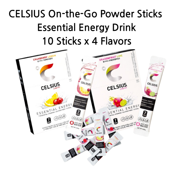 CELSIUS On-the-Go Powder Sticks – Essential Energy Drink | 10 Sticks x ...
