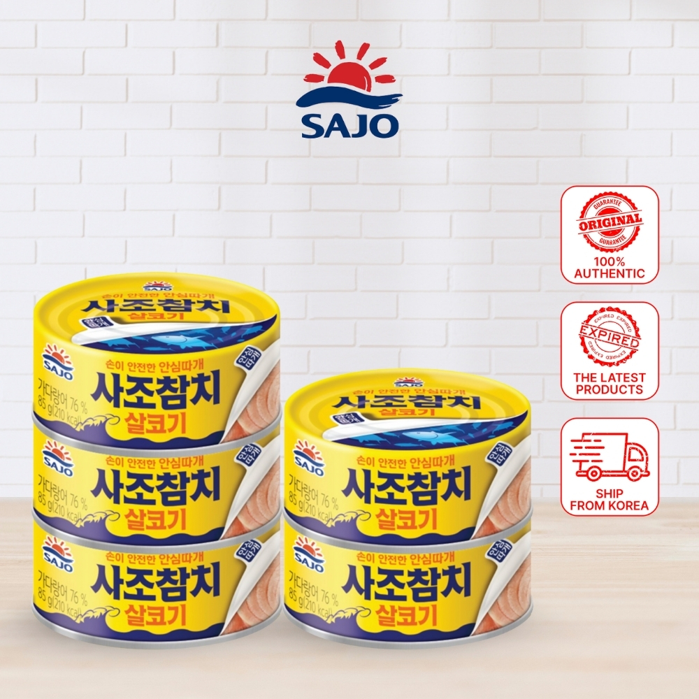 Solid Tuna 85g × 5 Cans – Korean Canned Fish with Easy-Open Lid ...
