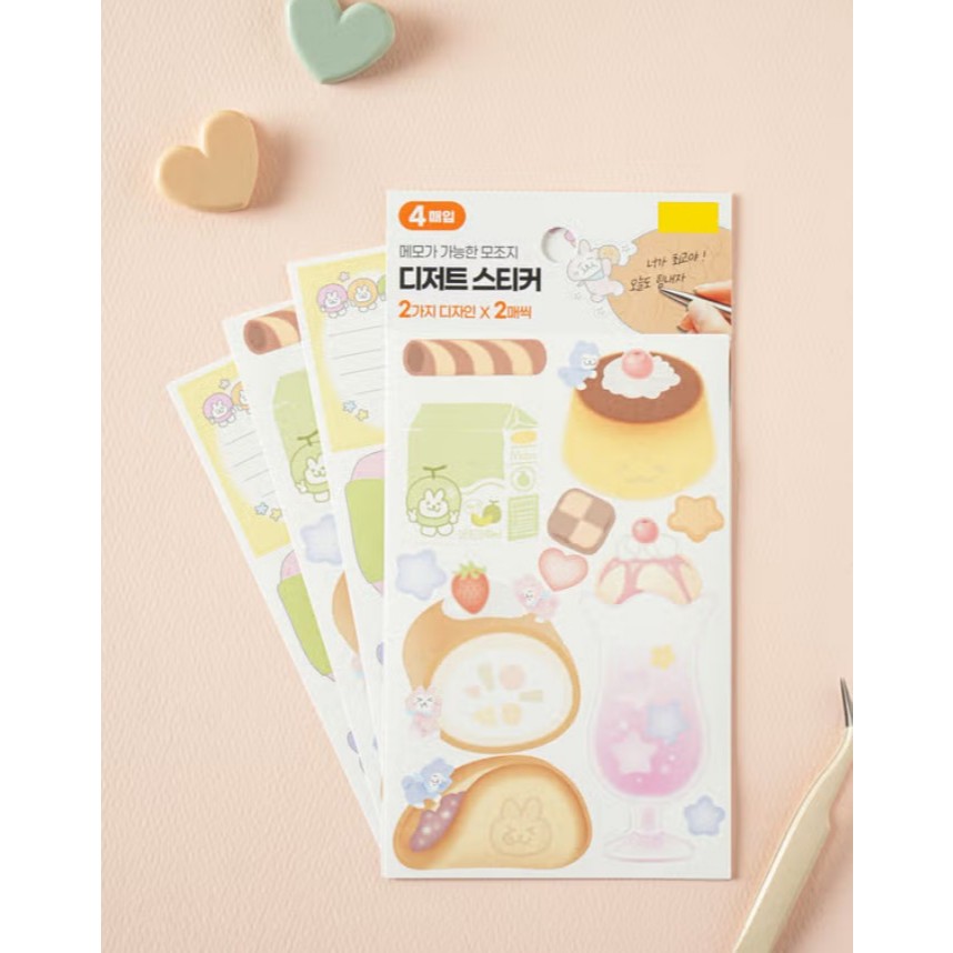 DAISO KOREA Dessert-Themed Writable Faux Paper Stickers –4 Sheets ...
