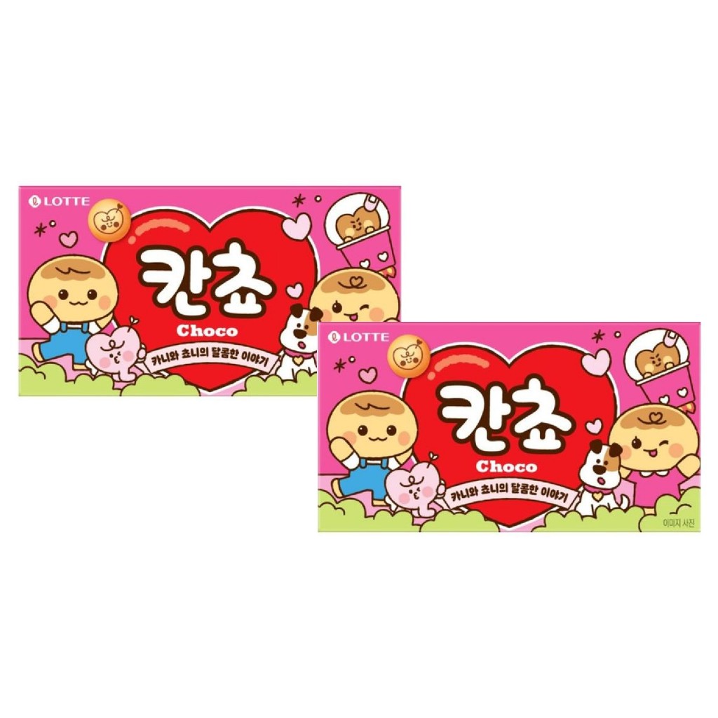 [2 Packs] Lotte Kancho Choco Biscuit 54g ×2 – Cute Korean Chocolate ...