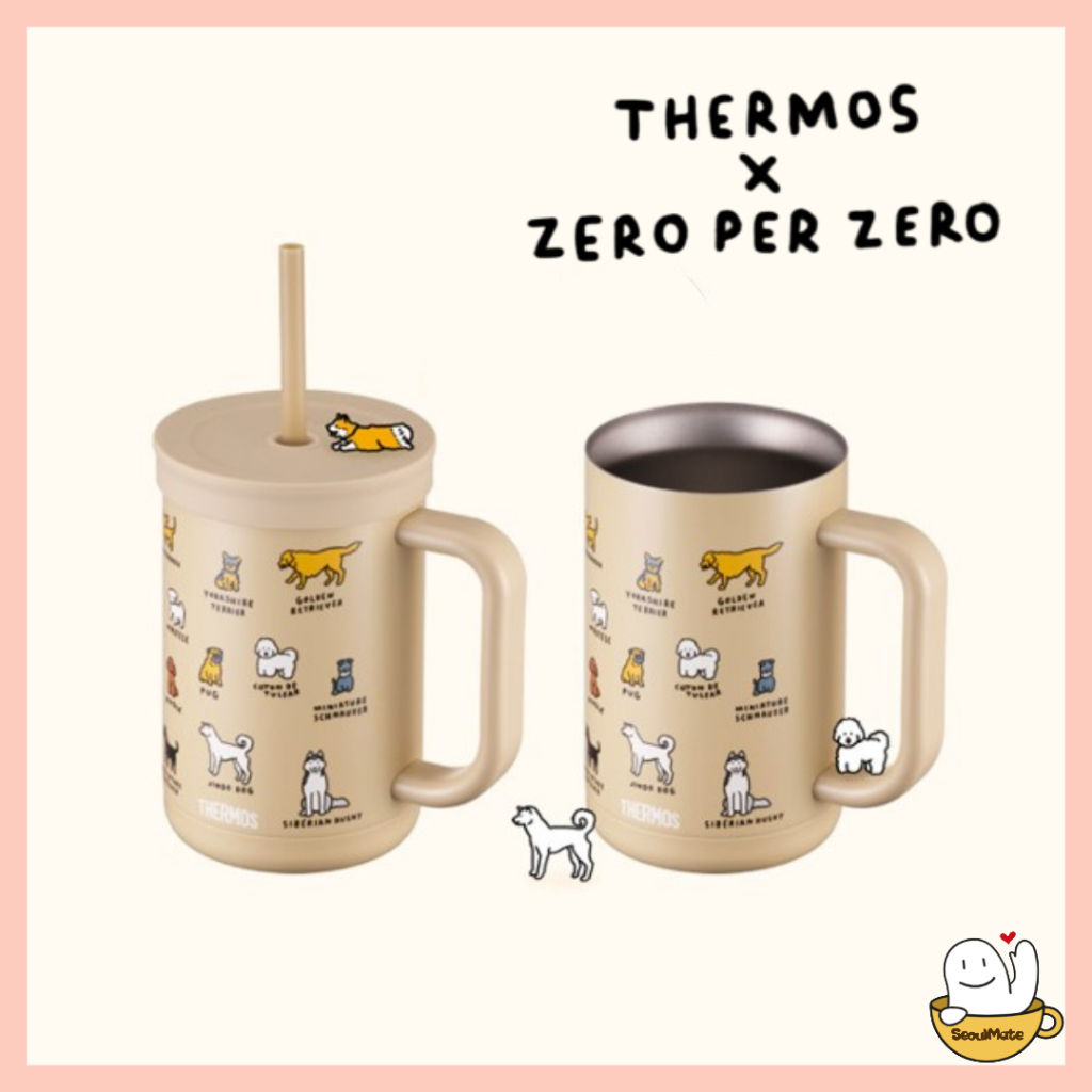 [Thermos x Zero Per Zero] Dog Dictionary The Compact Straw Cup & Insulation Tumbler (600ml ...