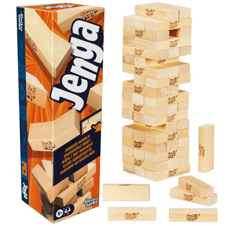 Hasbro Jenga Game 2025 – Wooden Stacking Blocks for Kids and Adults ...