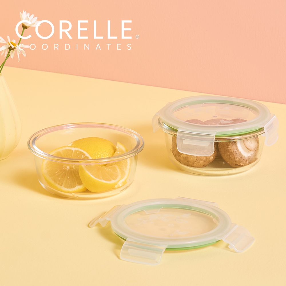 CORELLE BREEZE Round Glass Food Storage Container 2p (400ml) BPA Free ...