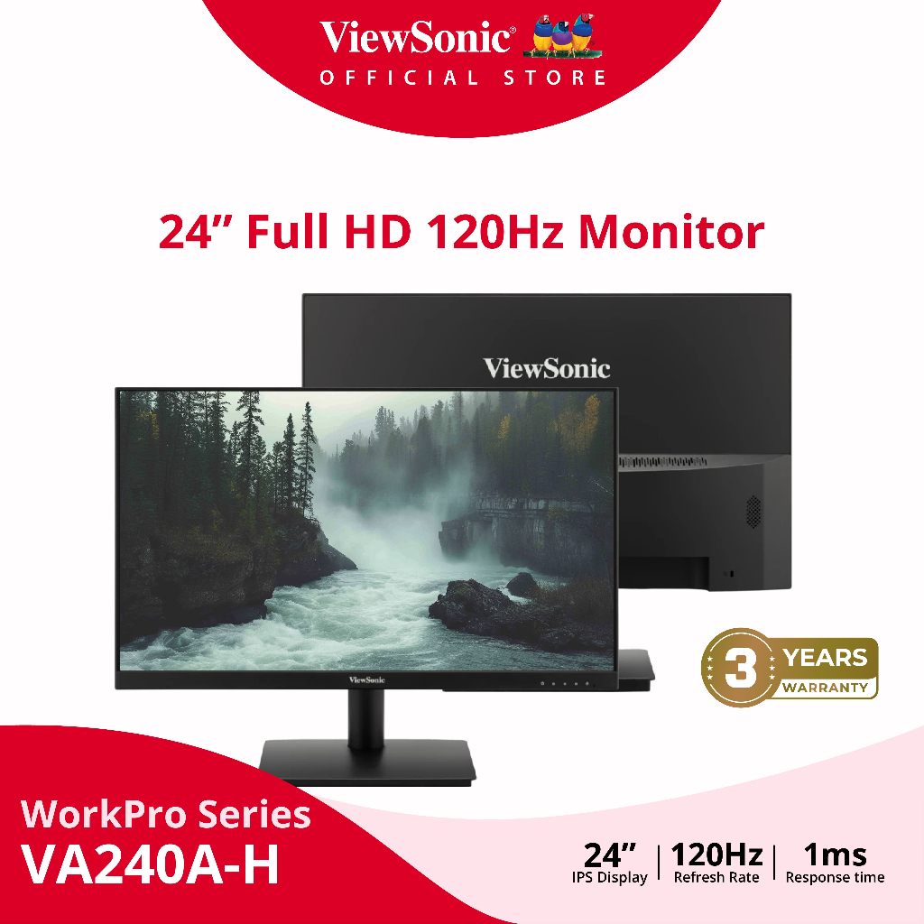 VA240A-H - ViewSonic 24” FHD 120Hz Frameless IPS Monitor with eye care ...
