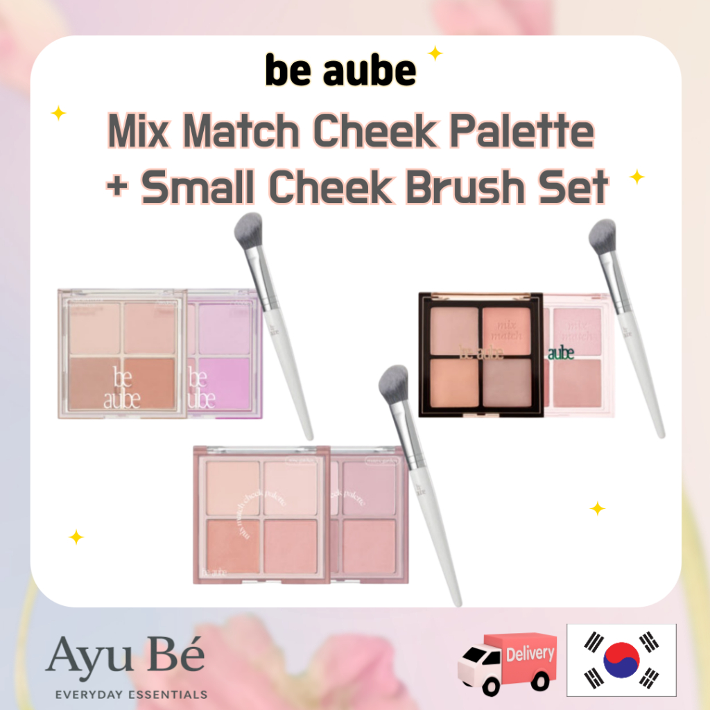 [be aube] Mix Match Cheek Palette + Small Cheek Brush set (6 color ...