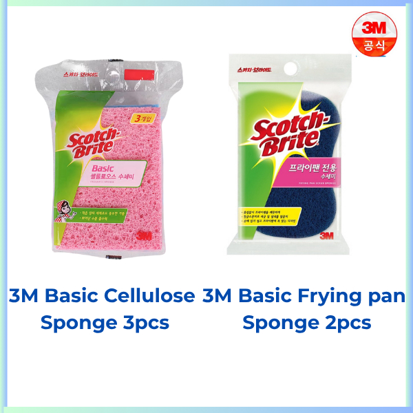 3M Scotch-Brite Basic Cellulose Sponge 3pcs / Basic Non-Scratch Scrub ...