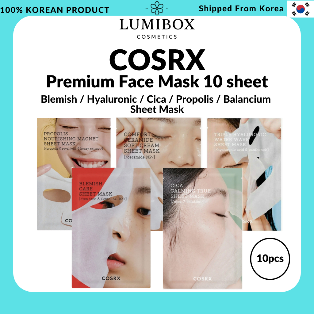 [COSRX] 10P SET Cica Calming Sheet Mask / AC Red Blemish Facial Mask ...