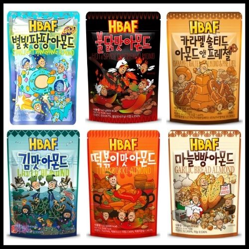 Hbaf Almonds Popular Flavor / Korean Nuts Snacks 120g (Starlight Pangpang / Buldak / Caramel ...