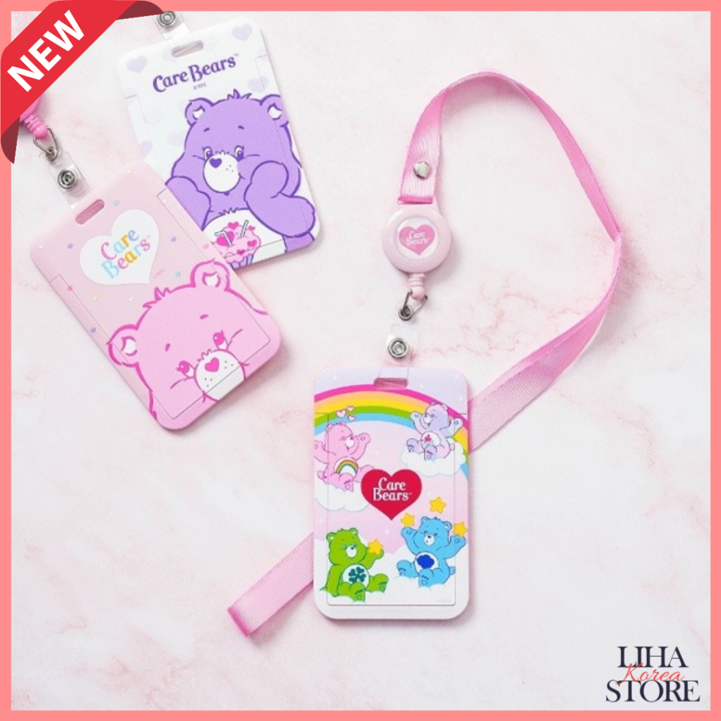 (Korea)Daiso Carebears Care Bear Necklace Reel Card Holder Care Bears Photo Card CareBear ...
