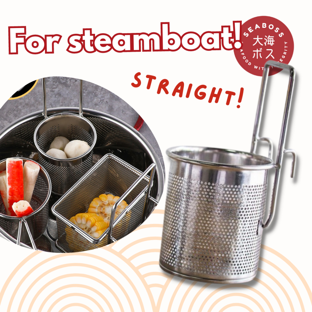 Steamboat Strainer Basket Filter with Hooks (2 Types Straight Tilt ...