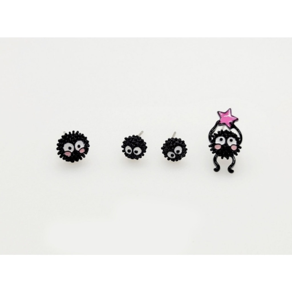 Spirited Away Susuwatari Star Candy Dust Character Silver Earring Set ...
